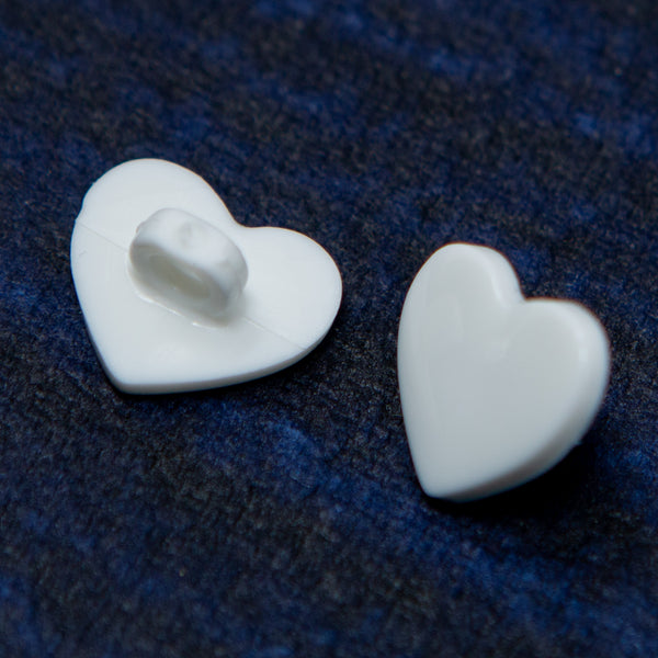 13 mm White Heart Buttons | Set of 6 - Stolen Stitches